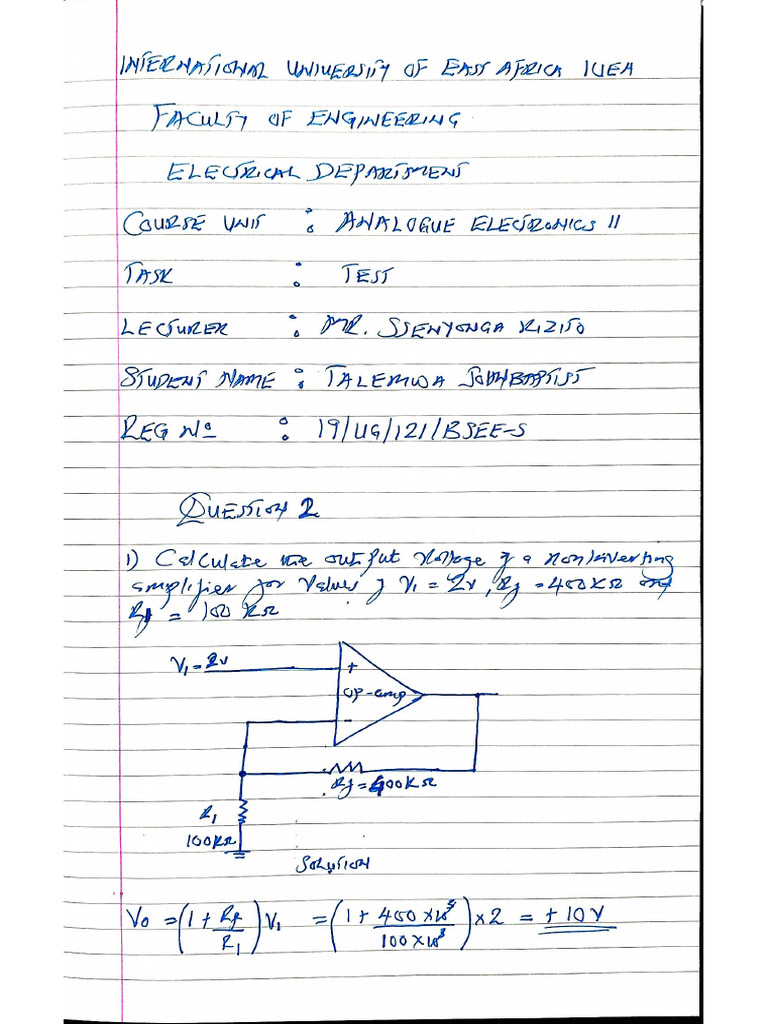 Analogue Electronics Ii Talemwa Johnbaptist | PDF