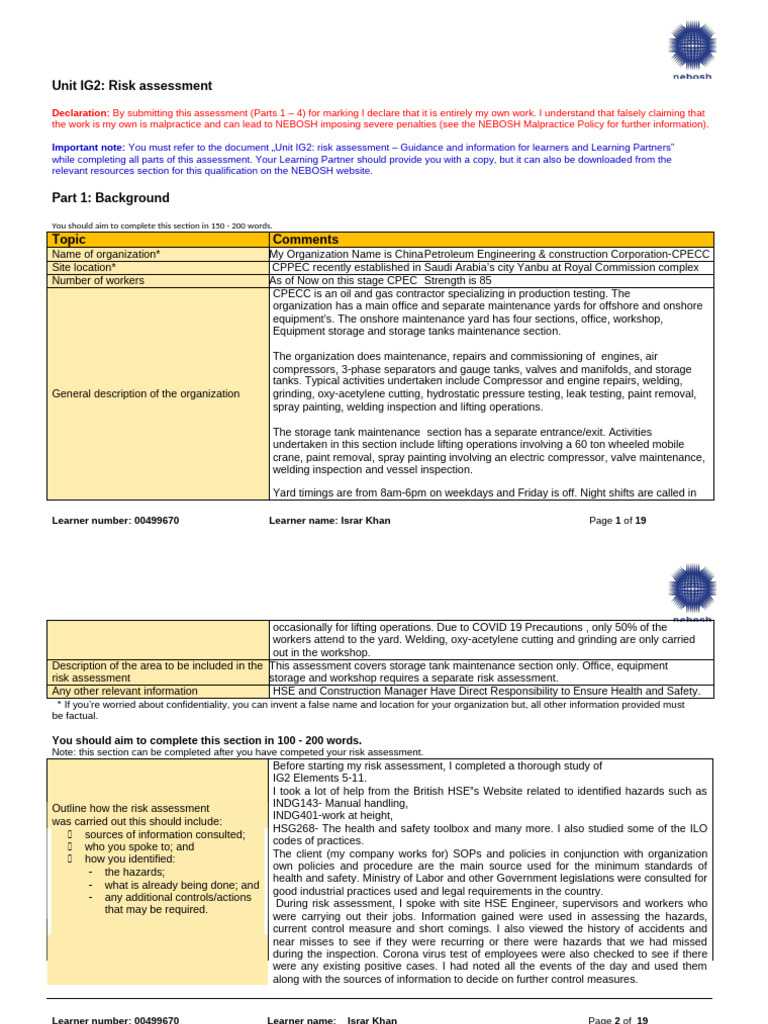 Israr Khan Learner Number - IG2 | PDF