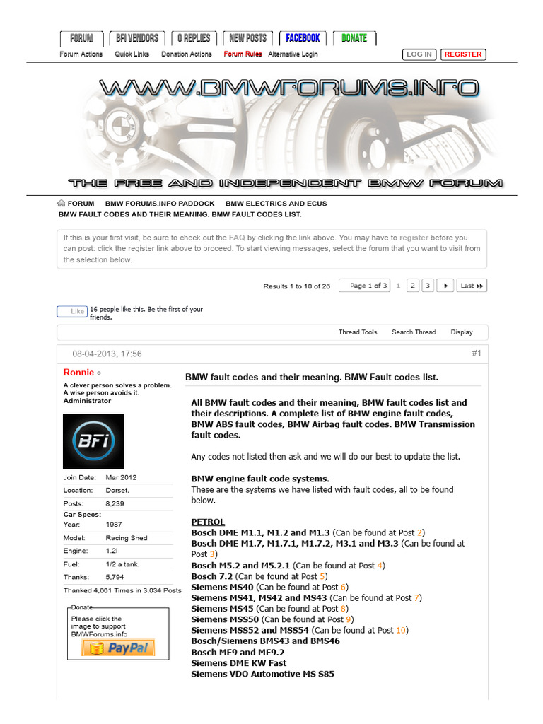 BMW Fault Codes Essence | PDF