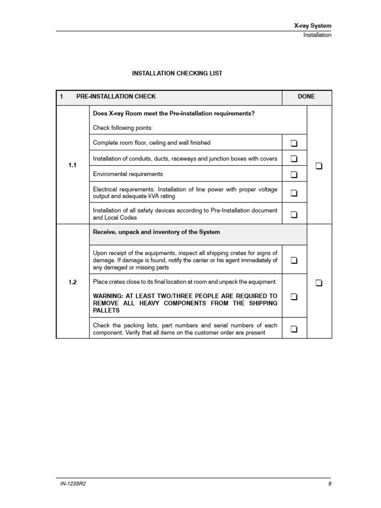 Installation Checklist | PDF
