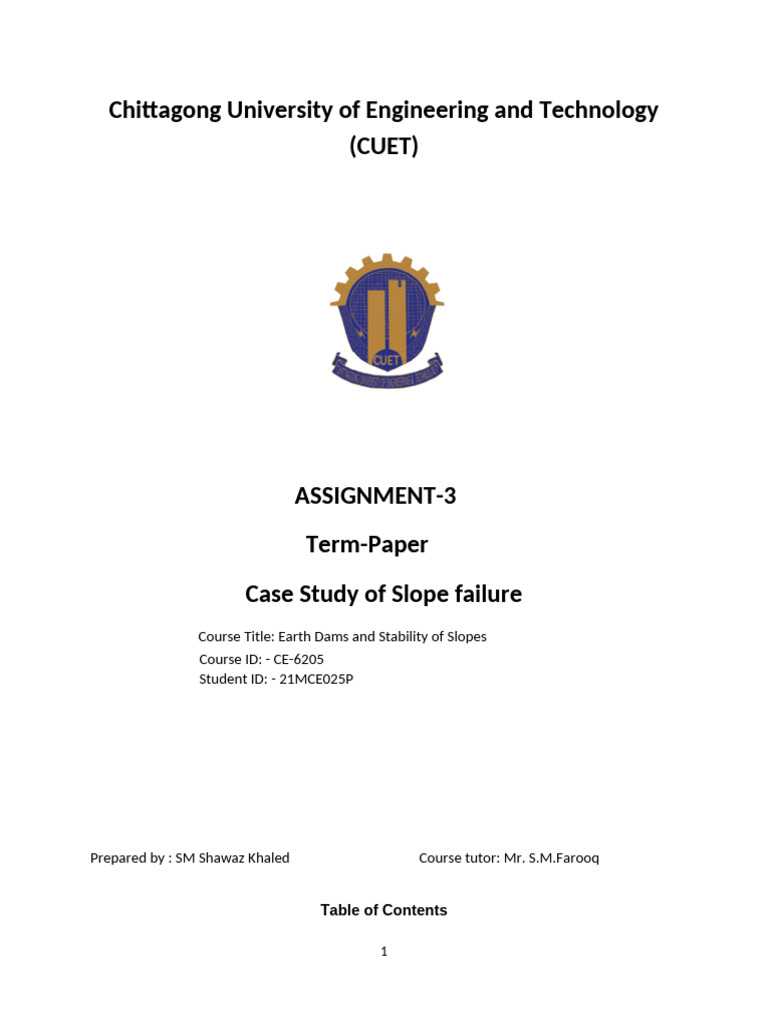 Case Study Slope Stability Term Paper | PDF
