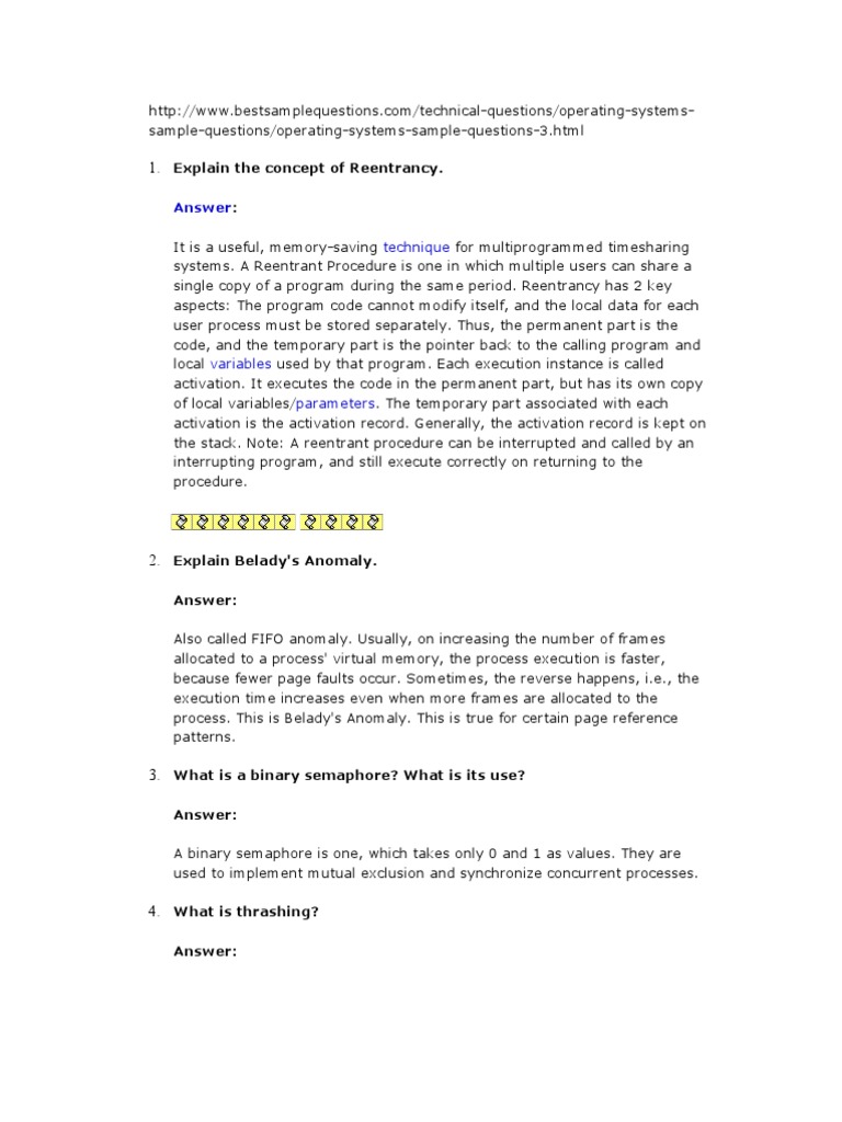 Os Questions | PDF | Process (Computing) | Scheduling (Computing)