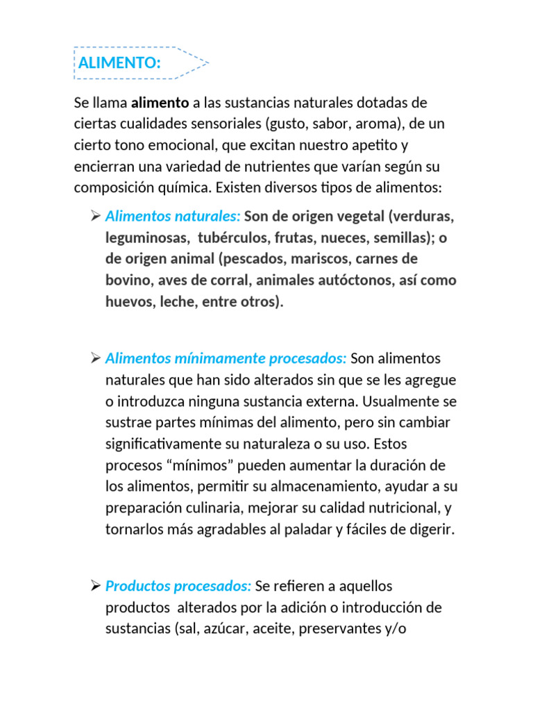 Definición de Alimento | PDF