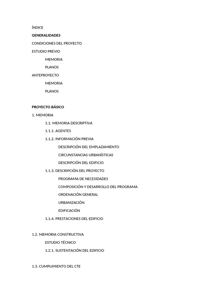 INDICE de Un Proyecto Junta de Andalucía | PDF