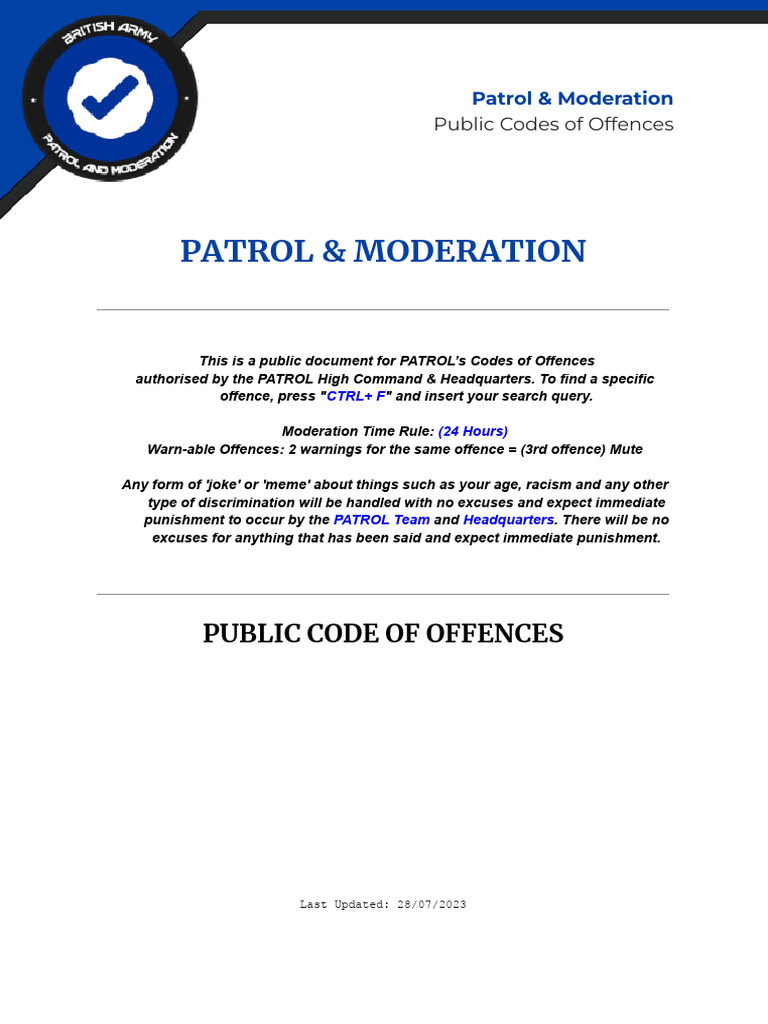 PATROL - Public Codes of Offences | PDF
