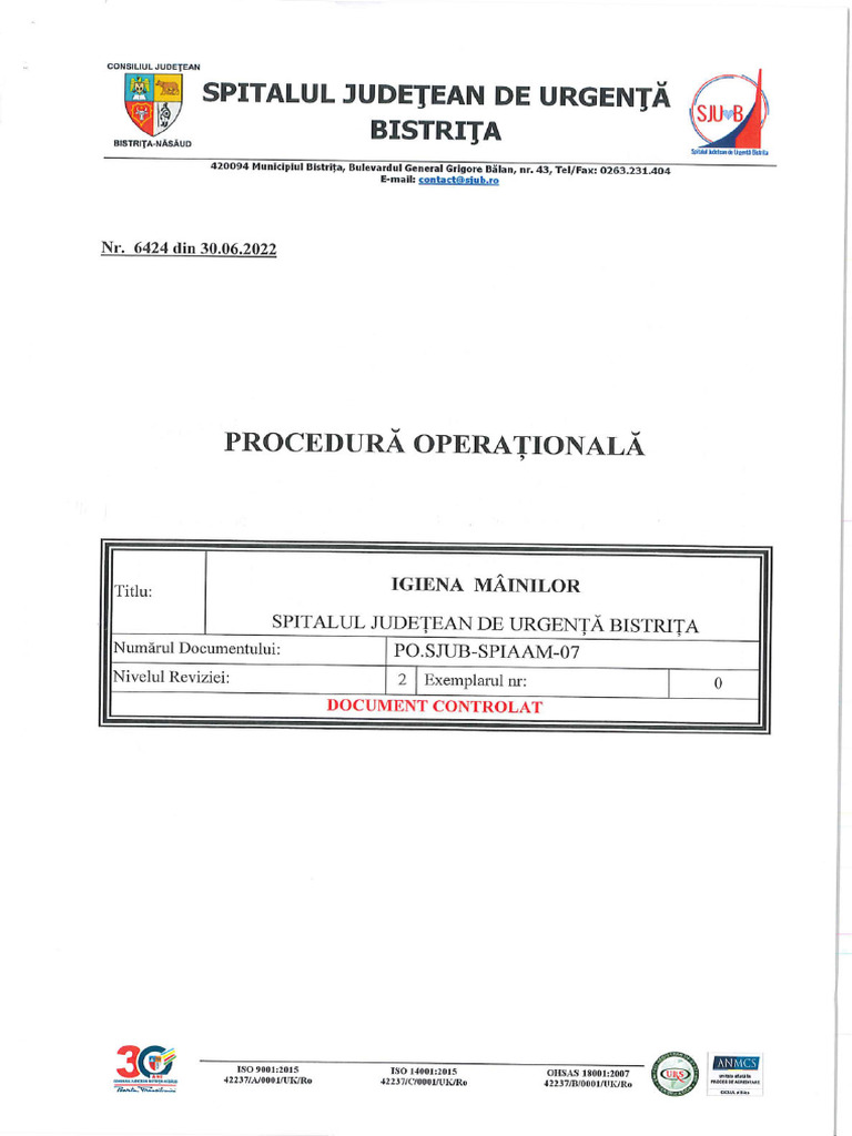 PO - SJUB SPIAAM 07 Igiena Mainilor Rev. 2 - Compressed | PDF