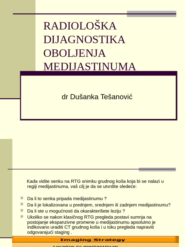 Radioloska Dijagnostika Oboljenja Medijastinuma | PDF