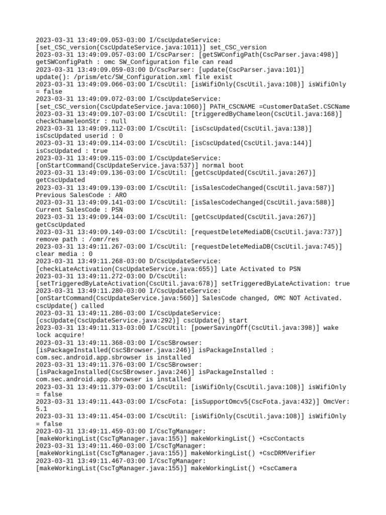 Csc Update Log | PDF