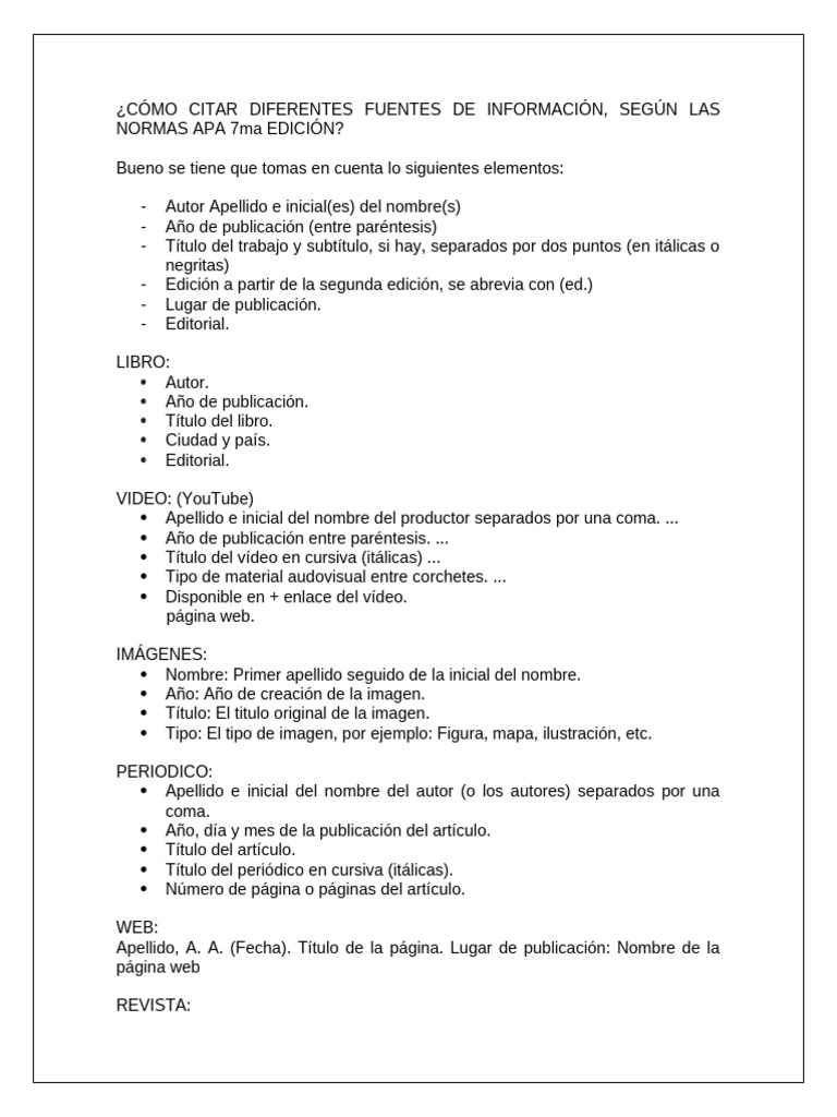 Cómo Citar Diferentes Fuentes de Información | PDF