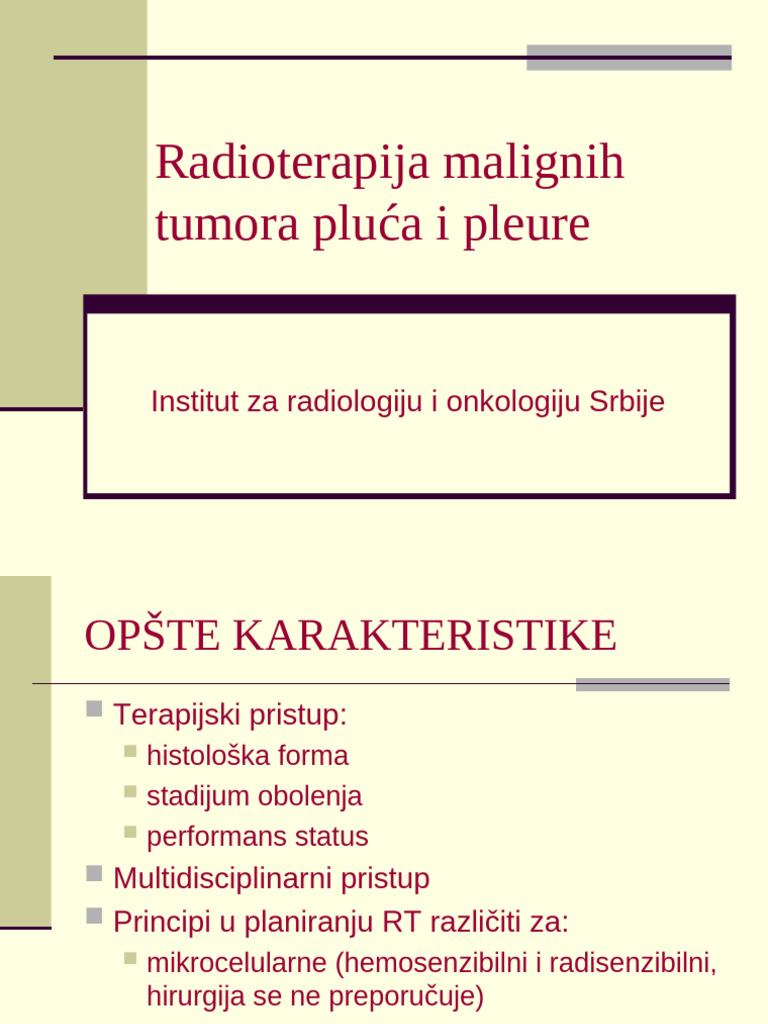 Radioterapija Malignih Tumora Pluca I Pleure | PDF