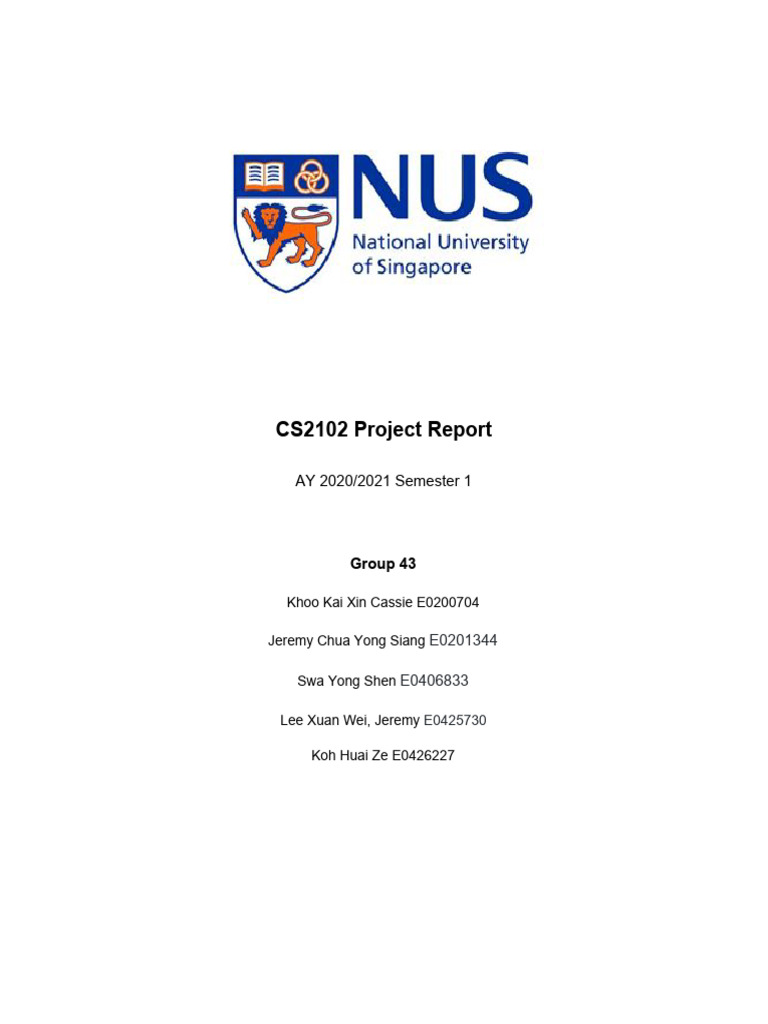 CS2102 Group 43 Project Report | PDF