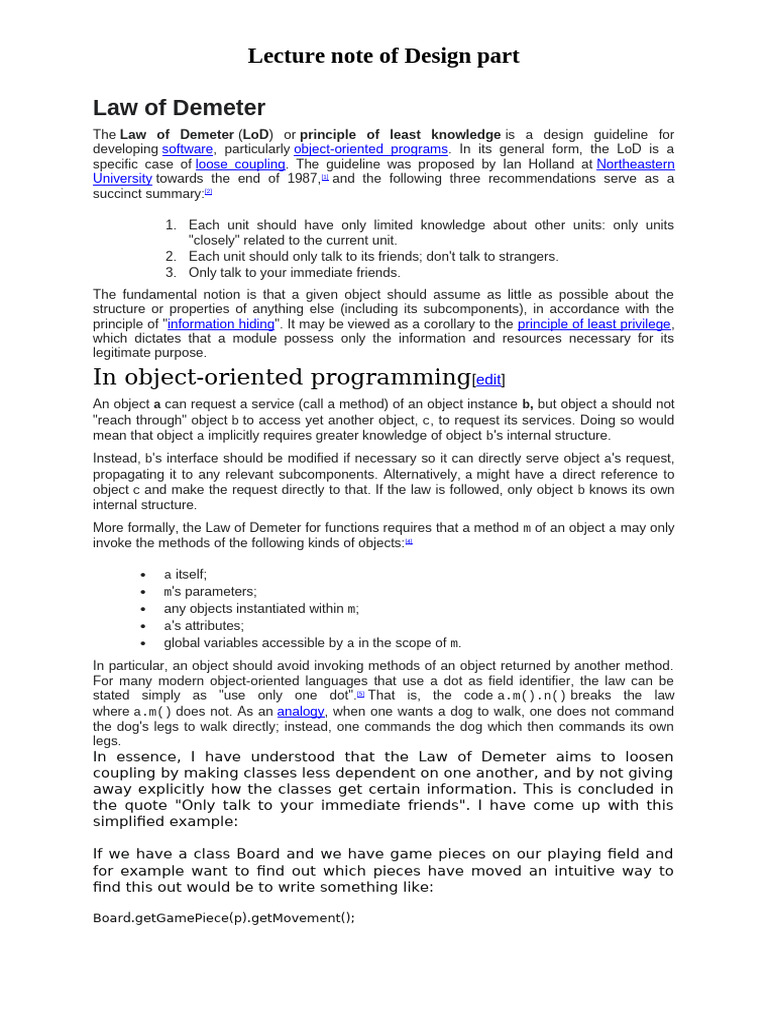 Demeter Gooddesign | PDF | Software Engineering | Computer Programming