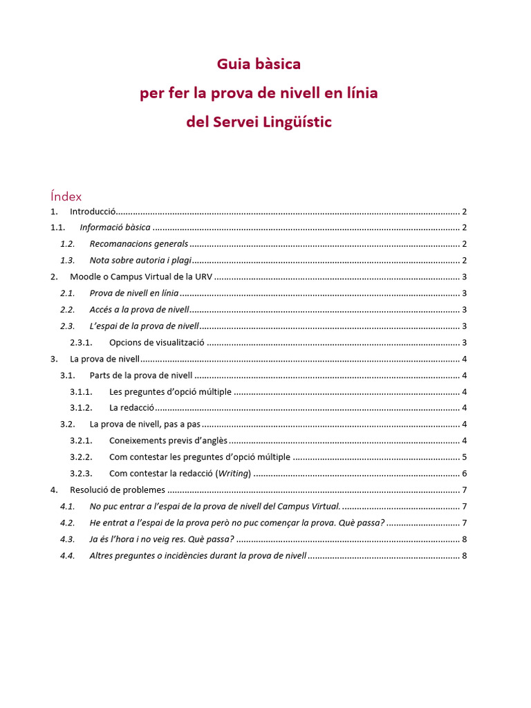 Guia - Estudiant - Prova de Nivell Anglès - PROVASORTIDA - v01 | PDF