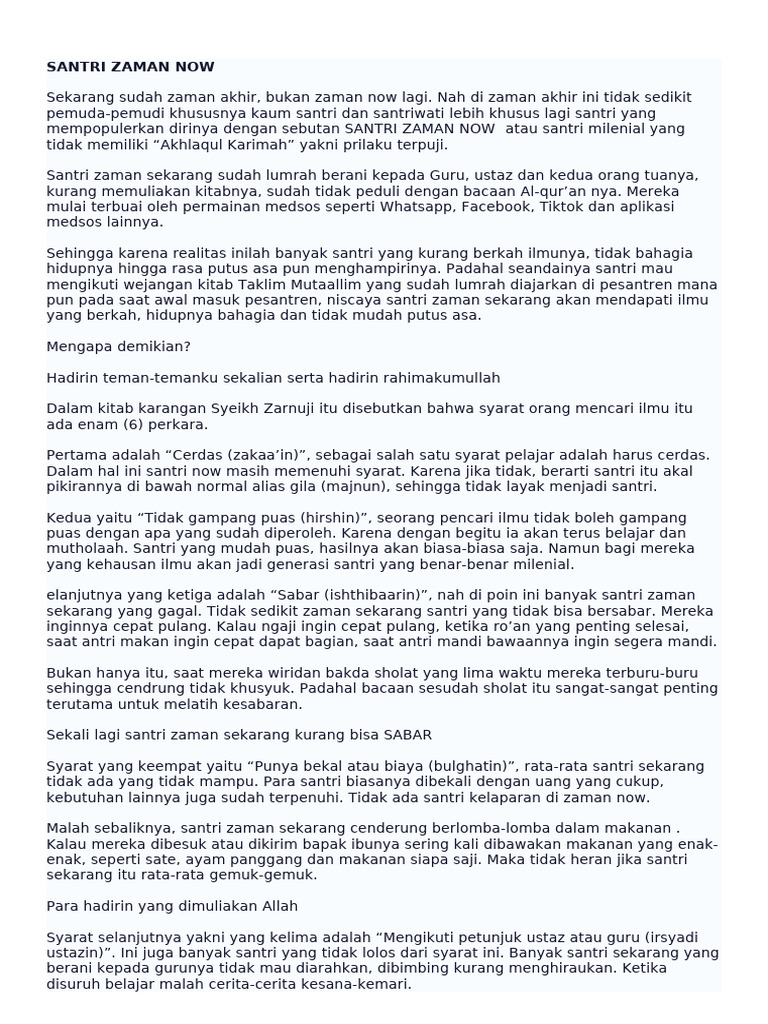 Santri Zaman Now | PDF