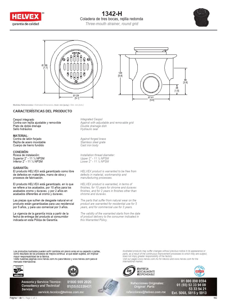 Submittal Helvex 1342-H | PDF