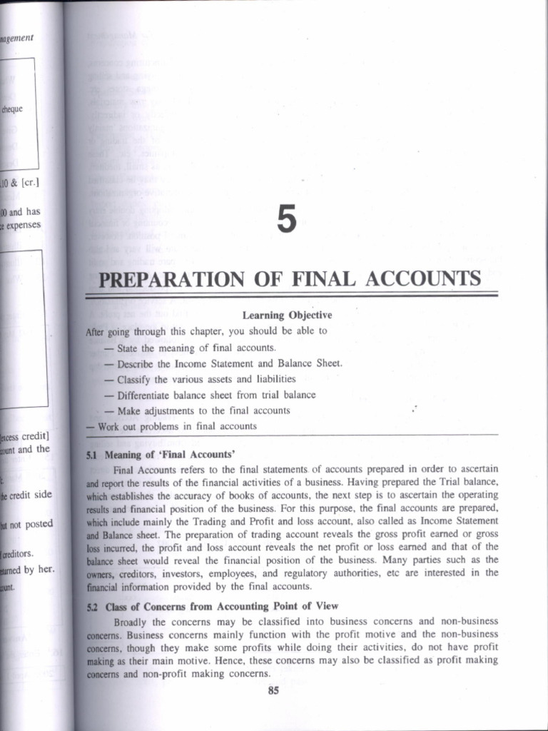 Chap 5 - Preparation of Final Accounts | PDF | Debits And Credits ...