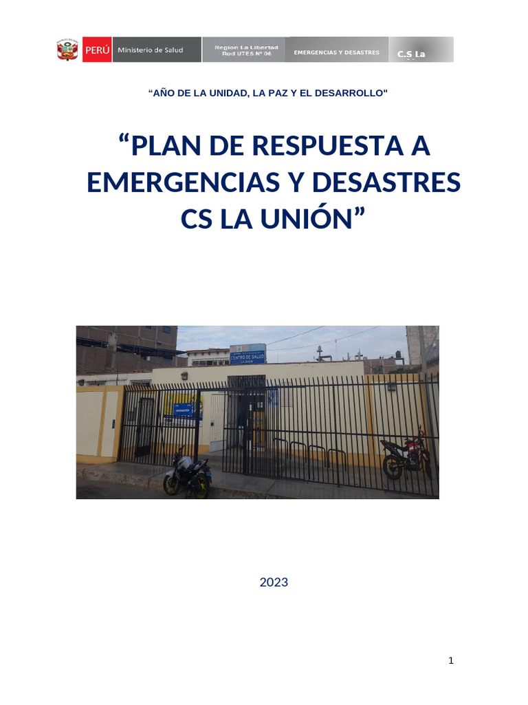 GSD2 - 3 Plan de Respuesta para Emergencia y Desastres Cs Union | PDF