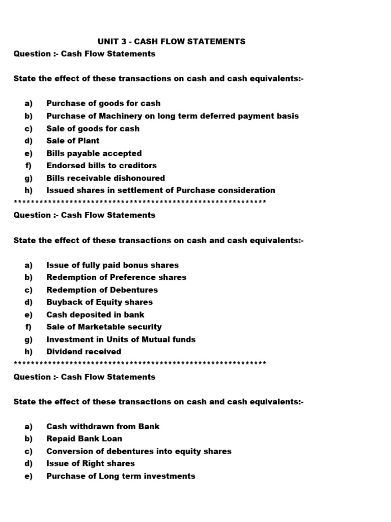 Unit 3 - Cash Flow Statement | PDF
