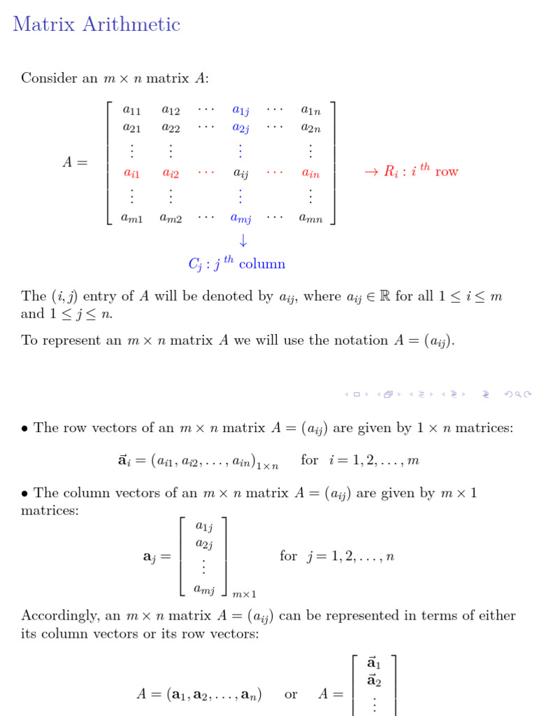 s22 221 Lec02 Matrixarithmetic Matrixalgebra | PDF