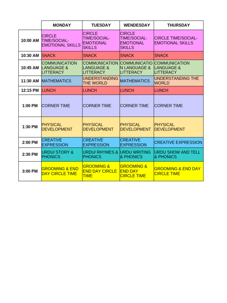 Oxford Time Table | PDF