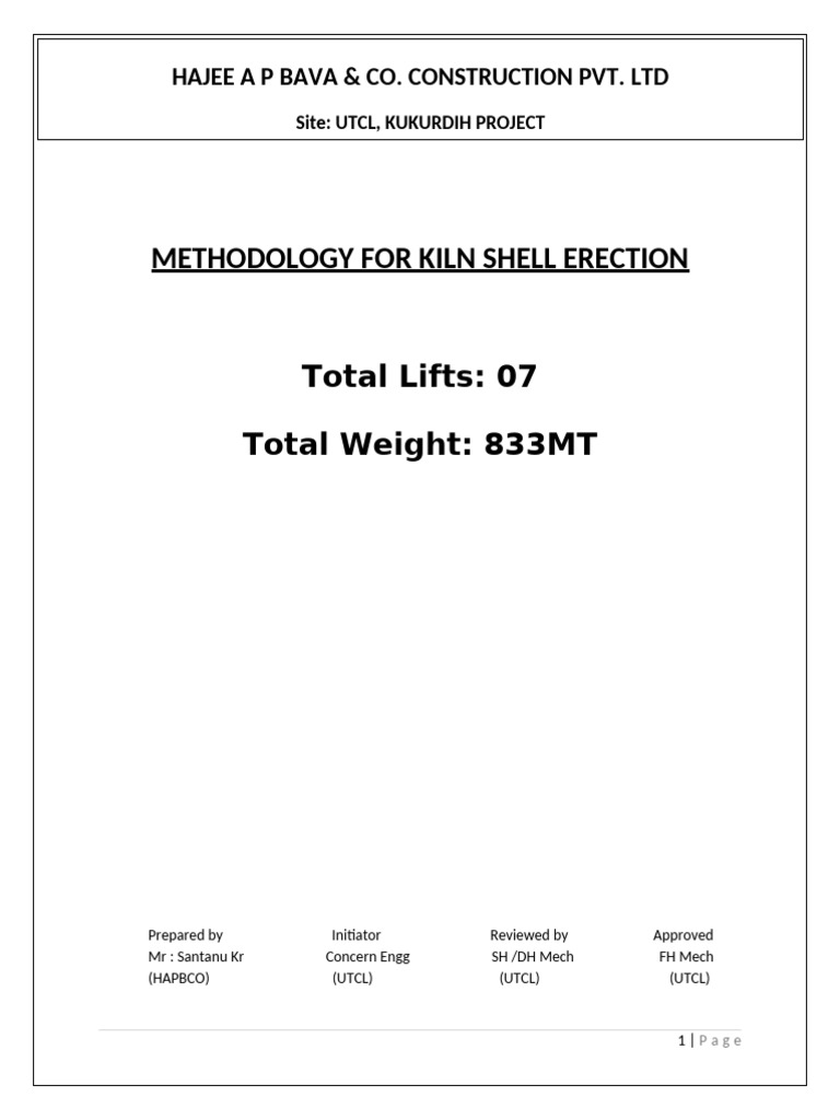Methodology For Kiln Sheel Erection | PDF | Crane (Machine)
