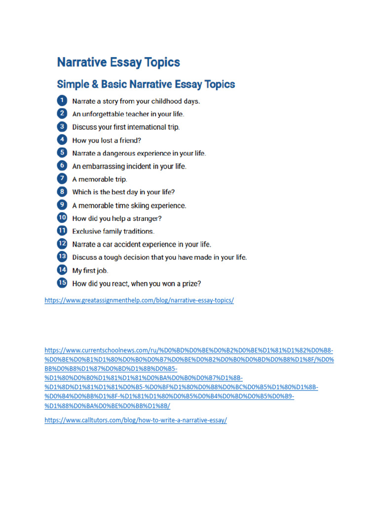 Narrative Essay Topic Ideas | PDF | Poetry