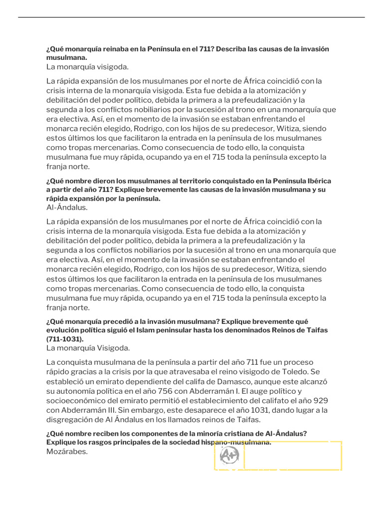 Preguntas Cortas Historia | PDF