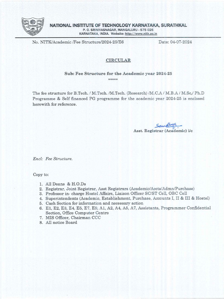 Institute Fee Structure 2024-25 | PDF