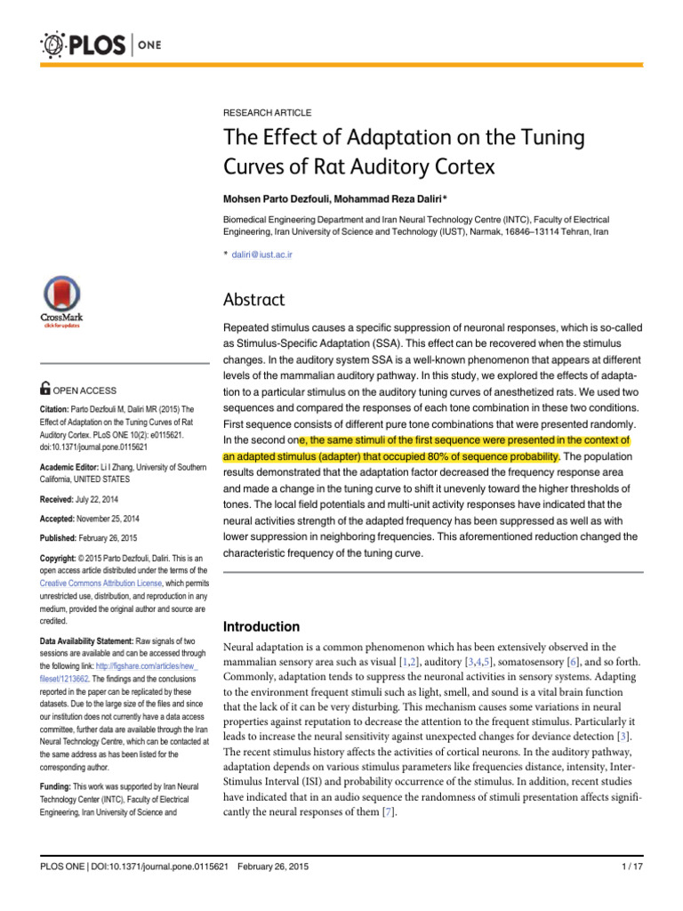Adaptation and Tunning Curves | PDF