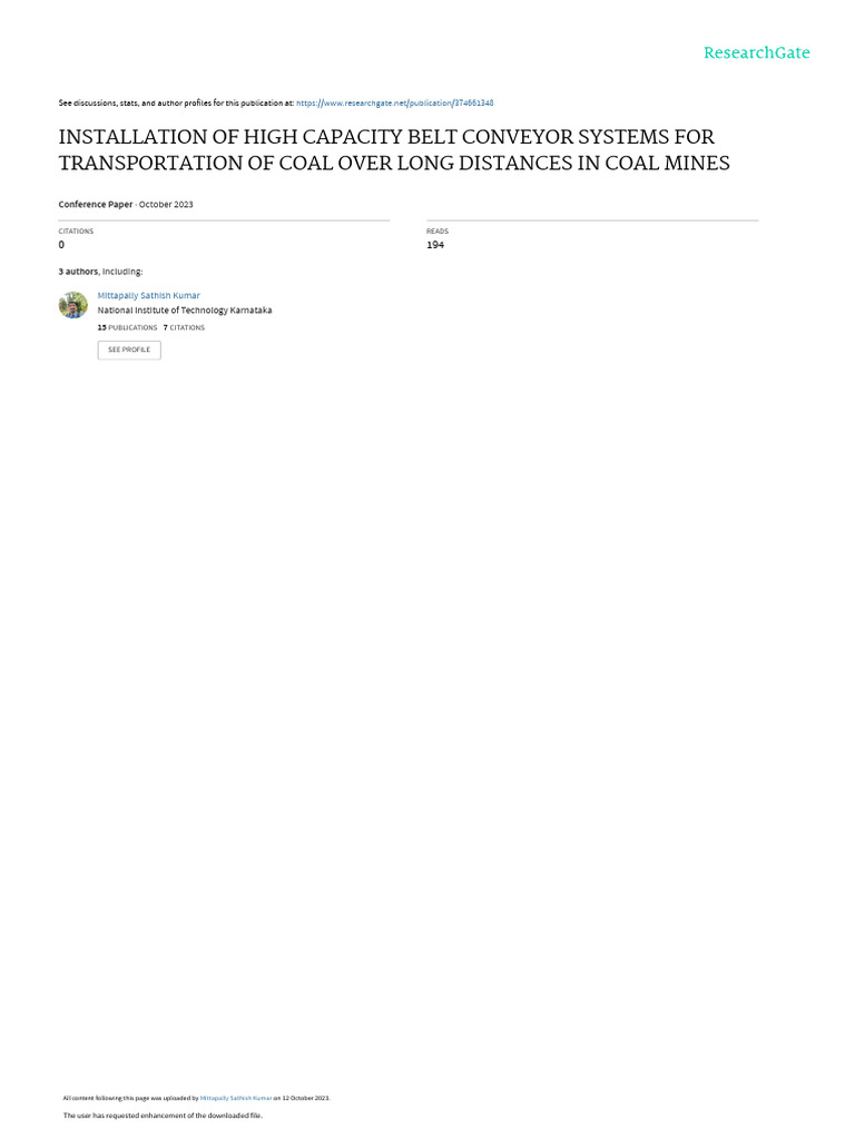 High Capacity Belt Conveyor Installation | PDF | Belt (Mechanical ...