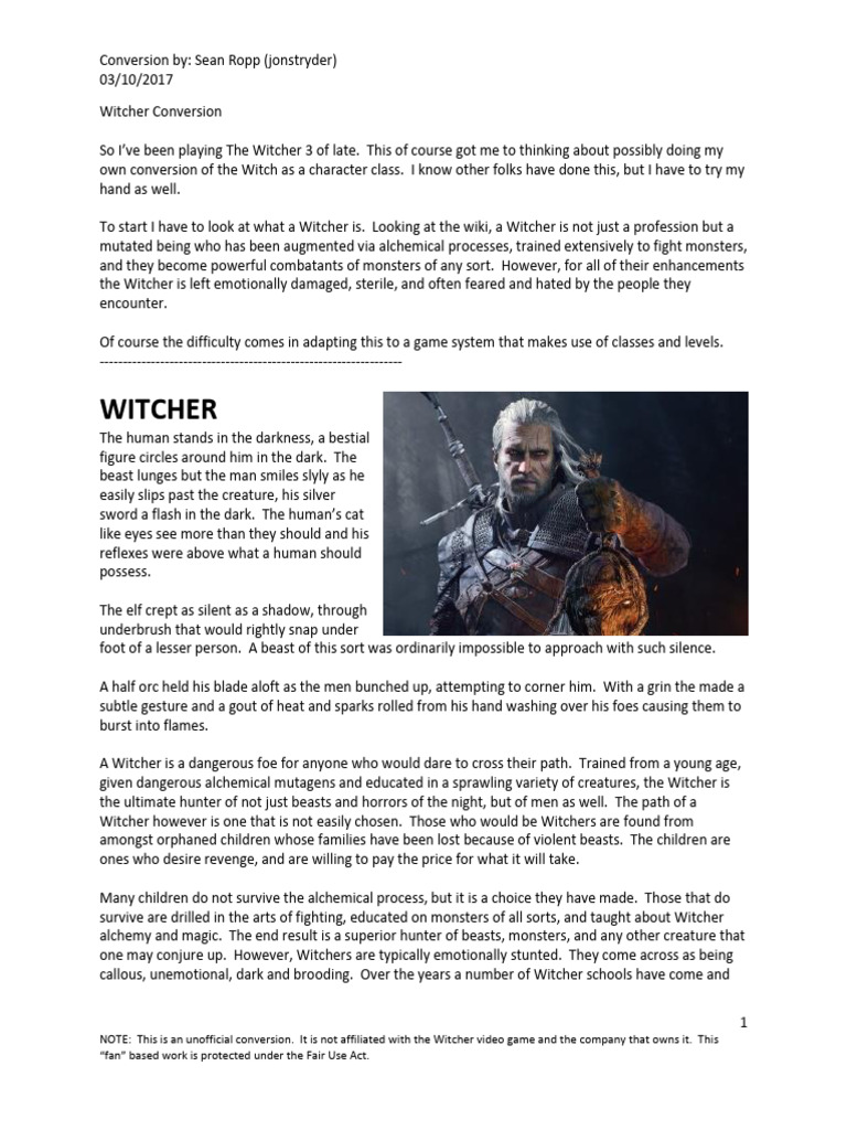 Witcher Conversion Dnd5e1 | PDF