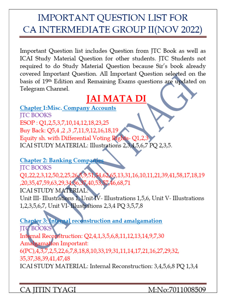 IMP QUESTION LIST-1 | PDF