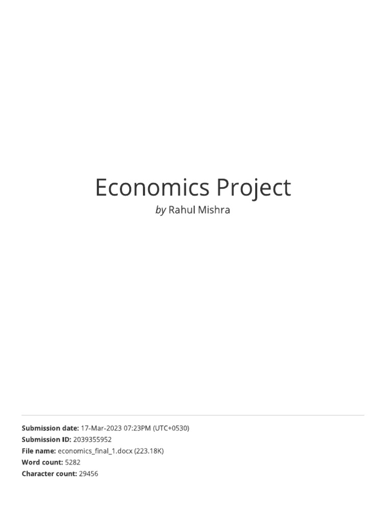 Economics Project | PDF