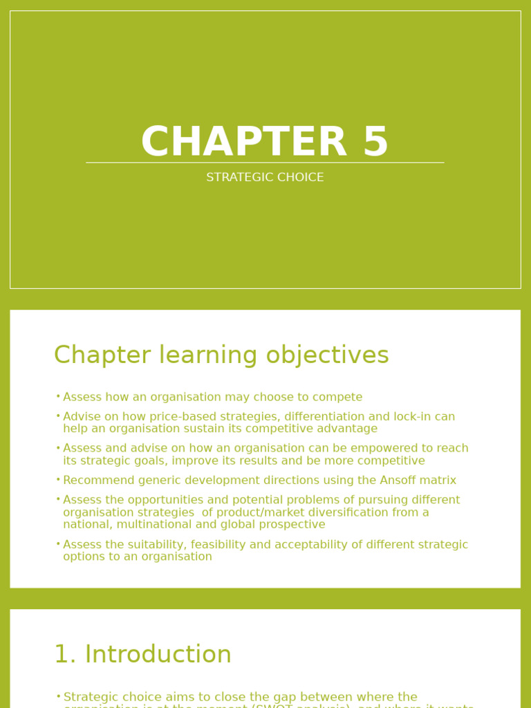 Chapter 5 - Strategic Choice | PDF