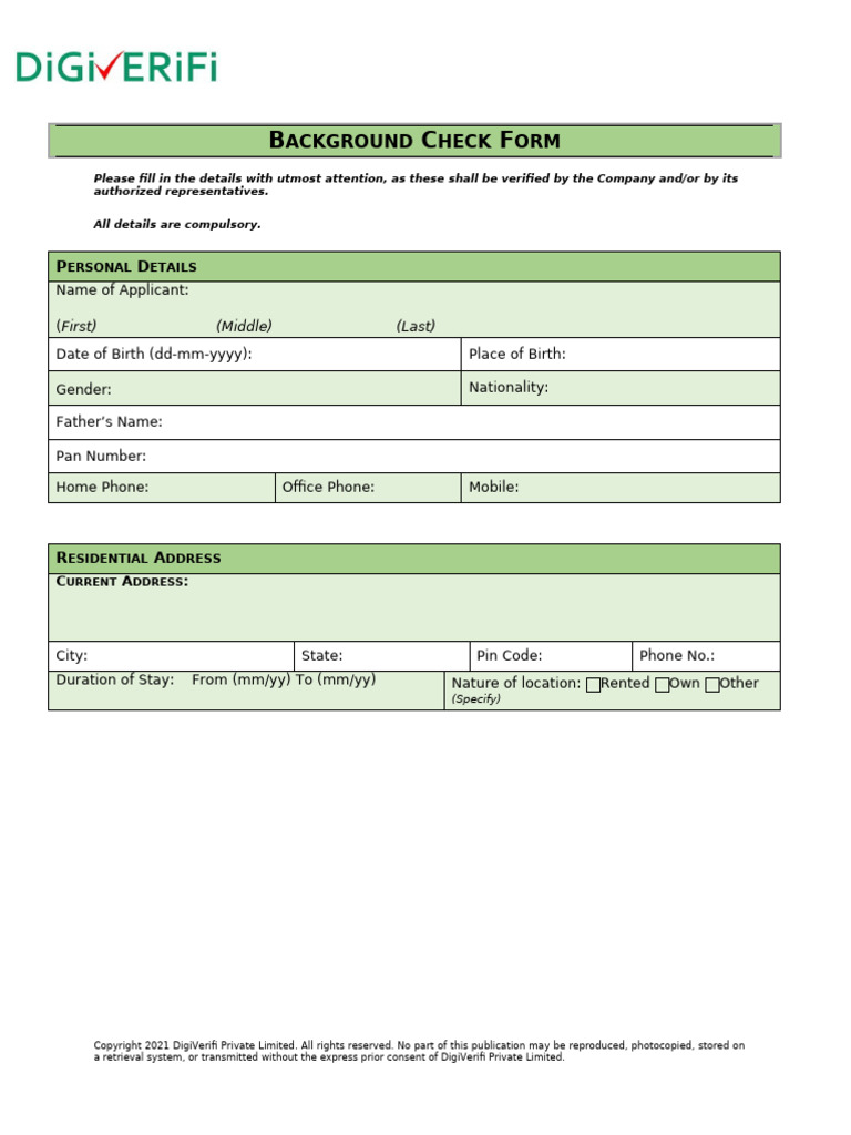 Background Verification Form - Experienced | PDF | Employment | Salary