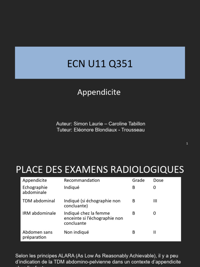 U11 Q351 Appendicite de L'enfant OK | PDF