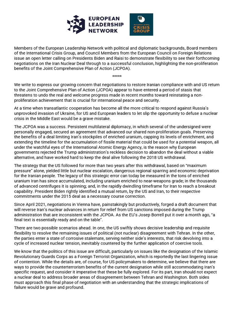 JCPOA Statement 260422 | PDF