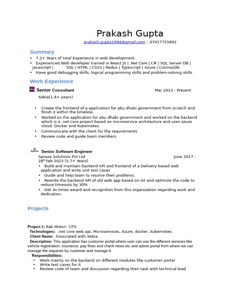 Resume - Prakash Gupta | PDF