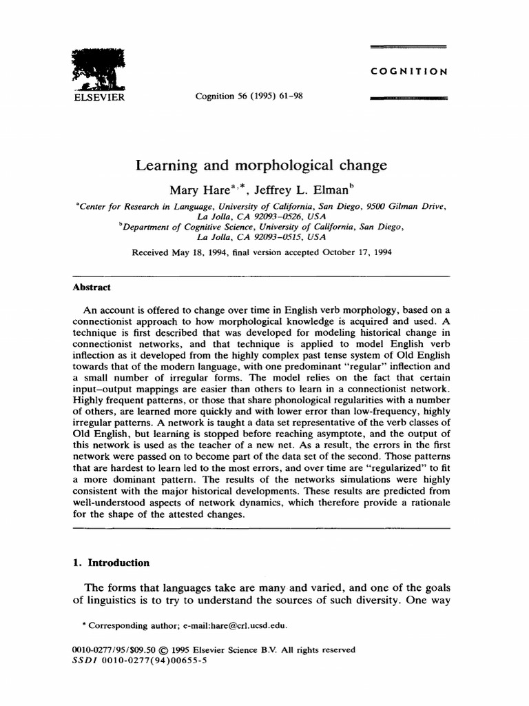 Learning and Morphological Change: Cognition | PDF