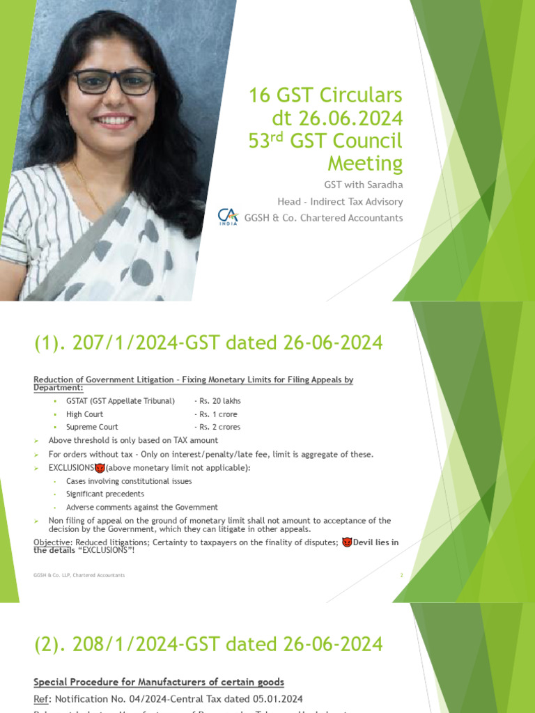 GST Circulars dt 26.06.2024-GGSH-53rd GST Council Meeting | PDF