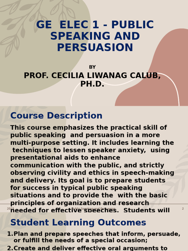 Public Speaking Persuasion | PDF