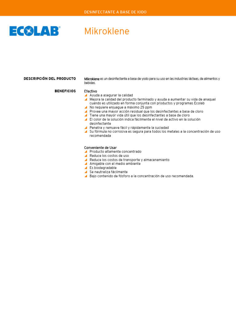 Mikroklene Ficha Tecnica | PDF