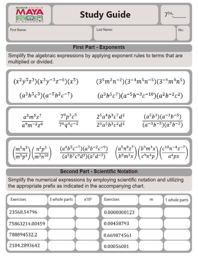 Exponents and Scientific Notation Guide For 7th Grade | PDF