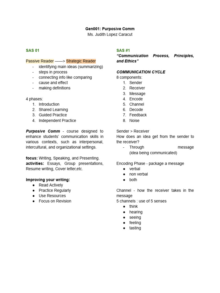 GEN001: Purposive. Comm | PDF