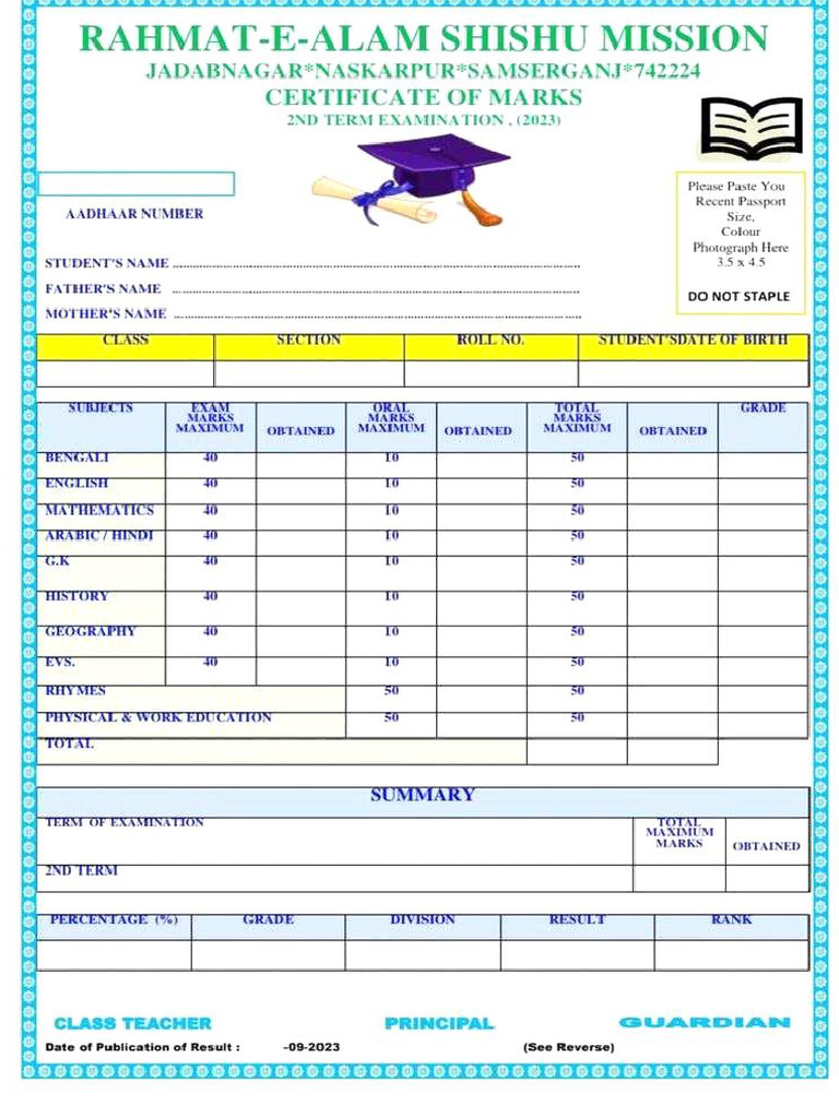 Marksheet Format Design 22 | PDF