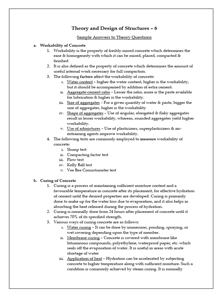 Companion - Thoery & Design of Structures - 6 - Theory Answers | PDF