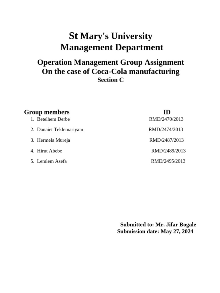 OM Group Assignment C | PDF