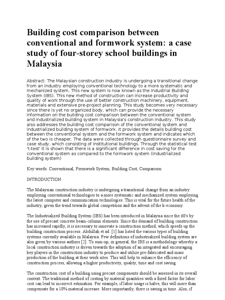 A Case Study Analysis of Building Costs Between Conventional ...