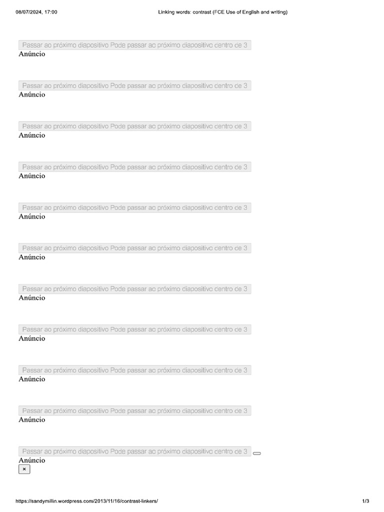 Linking Words of Contrast (FCE Use of English and Writing) - Sandy ...