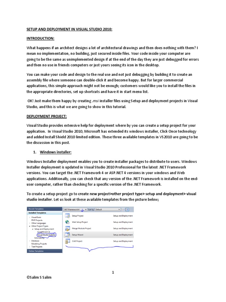 Setup and Deployment in Visual Basic 2010 | PDF | Microsoft Visual ...